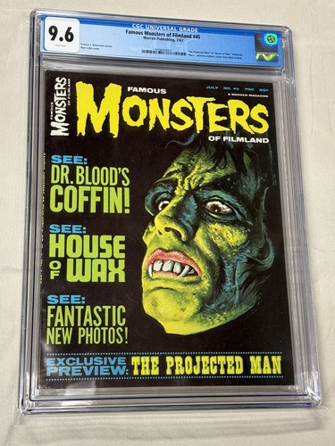 FAMOUS MONSTERS #45 1967 CGC 9.6 NM/MT WHITE PAGES Vintage Graded ...