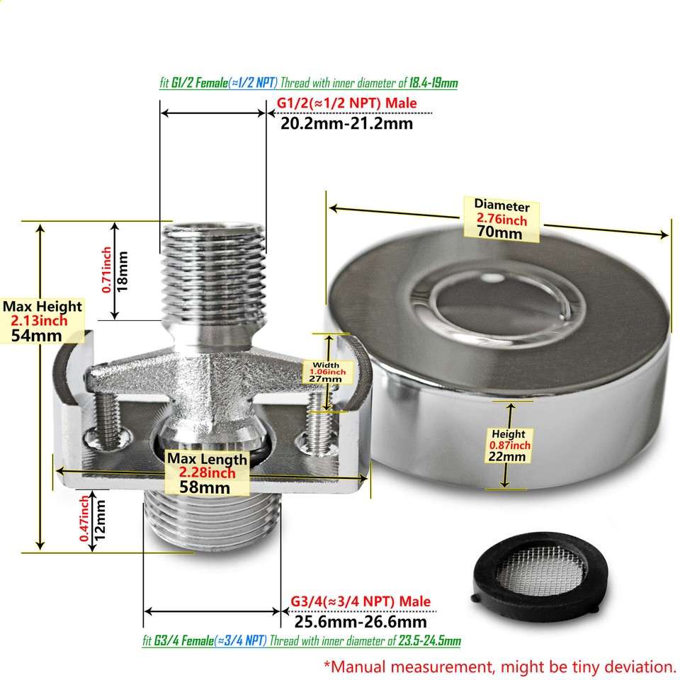 Eccentric Adapter G1/2 Male x G3/4 Male Connector Longer for Valve ...