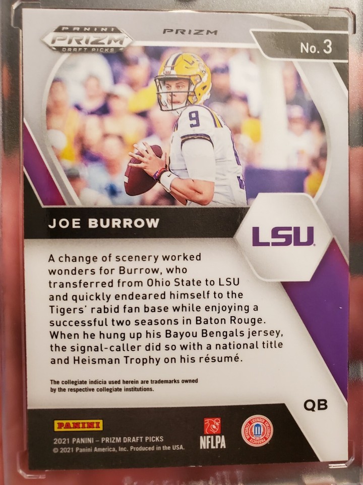 2021 Prizm DP Joe Burrow PURPLE WAVE REFRACTOR ROOKIE #3🔥COLOR-MATCH SP ...