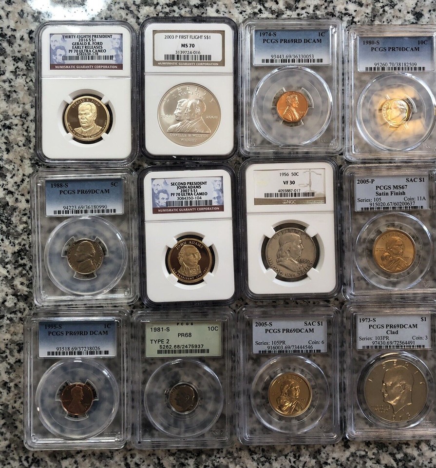 🔥 LOT of (20x) COINS PCGS NGC GRADED ESTATE CLAD SILVER GOLD + FREE ...