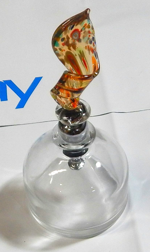 Vintage Art Glass Perfume Bottle Clear w/ Colorful Twisted Ribbon Top ...