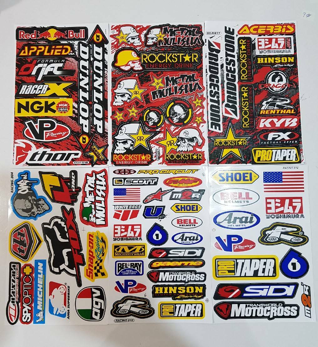 Motogp Motocross sponsor Rockstar Racing Dirt Bike Decal Sticker Showa ...