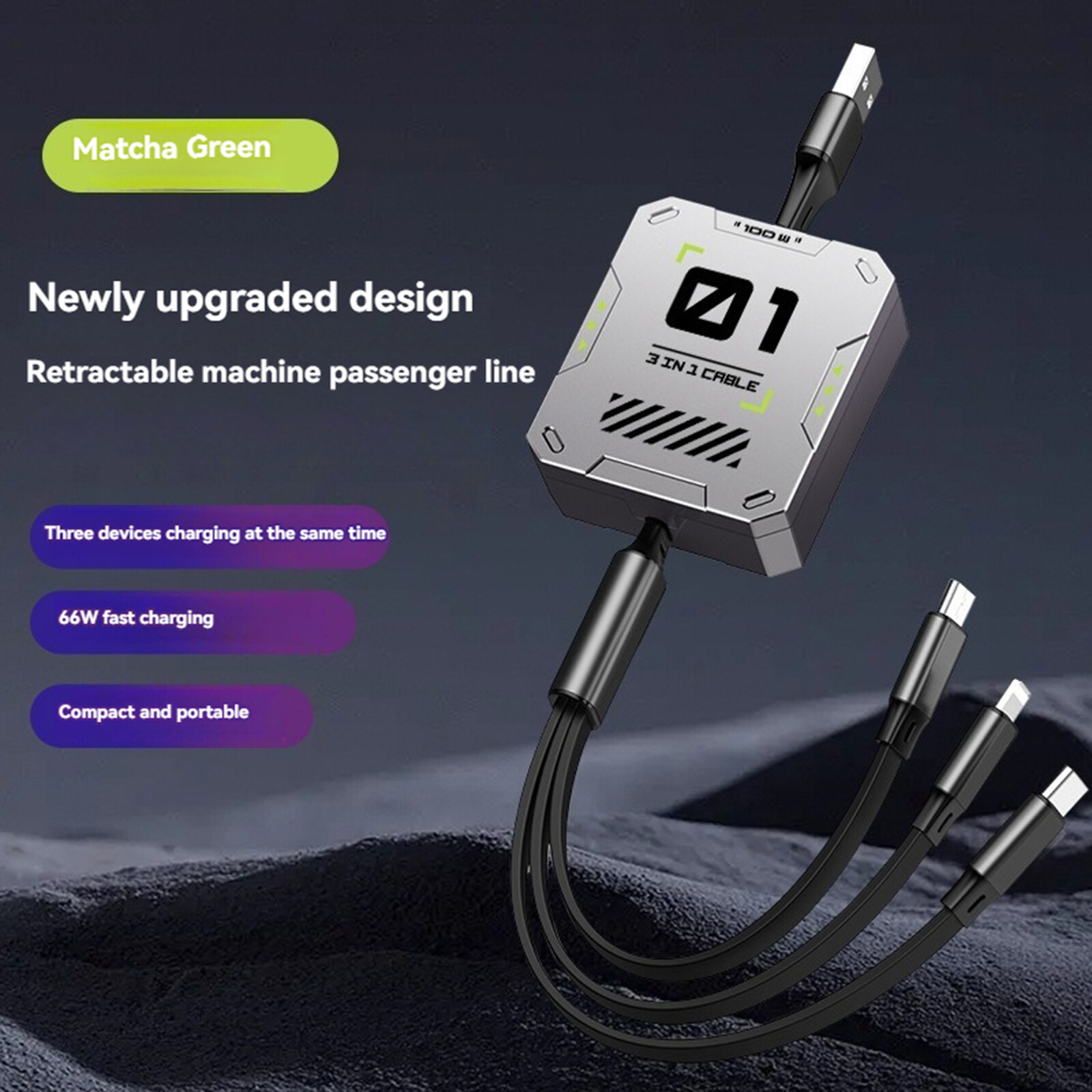 Cell Phone Data Cable Retractable Support 66W/100W Fast Charging Cable ...