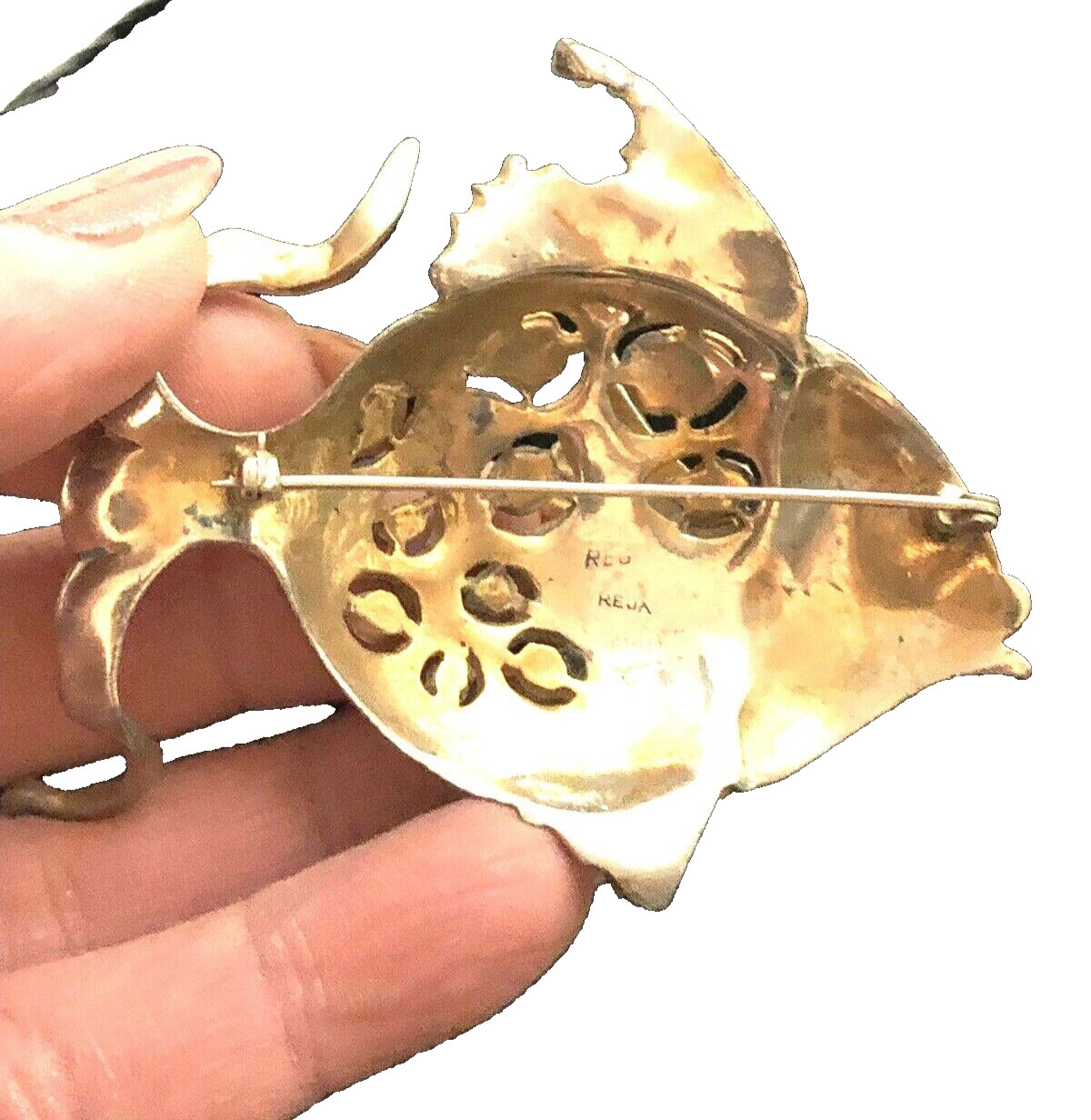 RARE Large Figural Dimensional REJA Signed Fish Brooc… - Gem