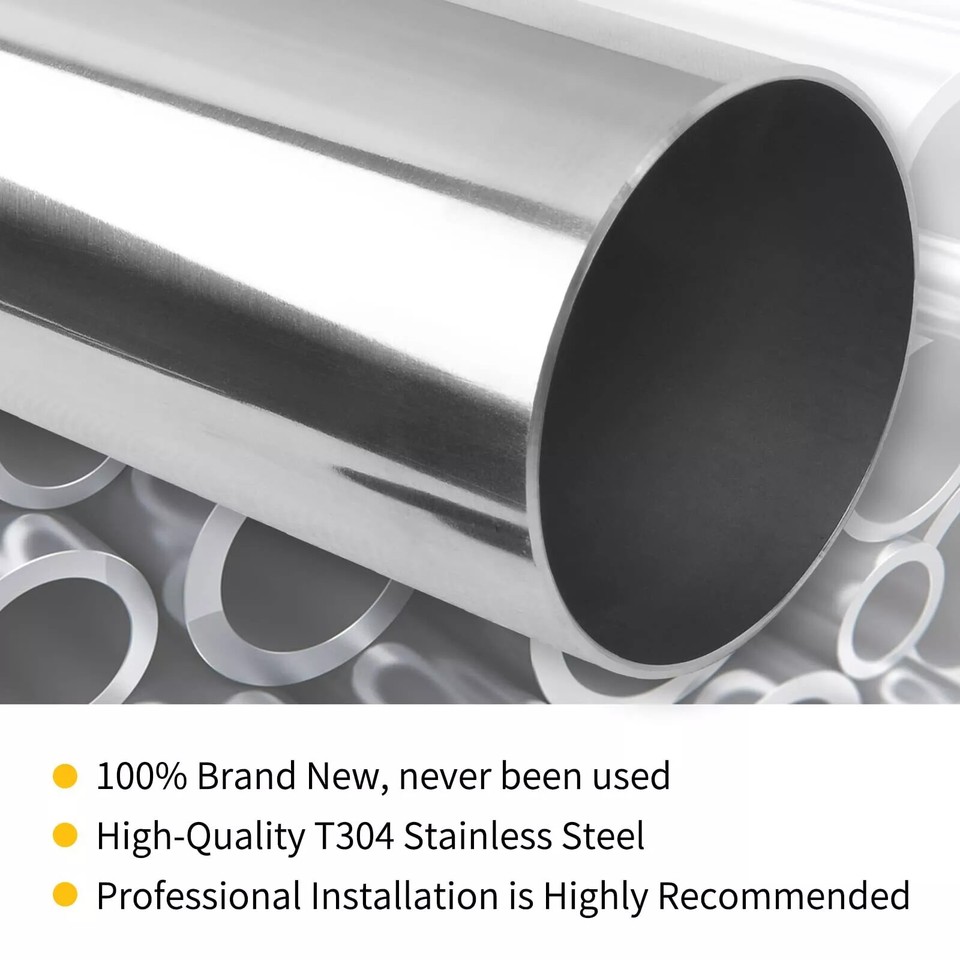 2.5" Inch T304 Stainless Steel Straight Exhaust Pipe Tube Piping Tubing ...