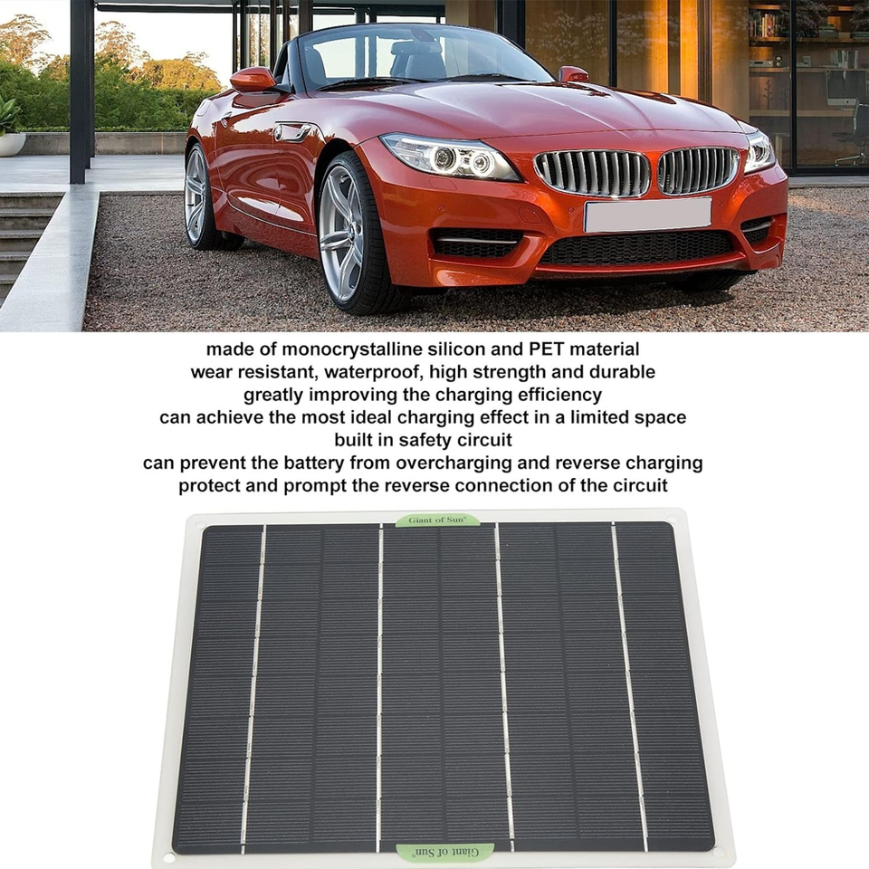 50W Solar Panel Trickle Battery Charger Maintainer For Car RV 12 Volt ...