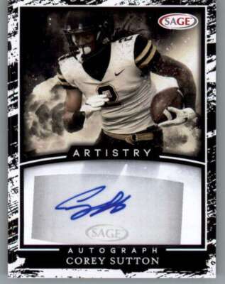 2022 SAGE Artistry Autograph White/Black Border Corey Sutton RC Rookie ...
