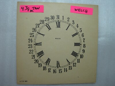 Paper Clock Dial NOS Replacement Face Part 4 7/8 Inch Diam. Tan Matte ...