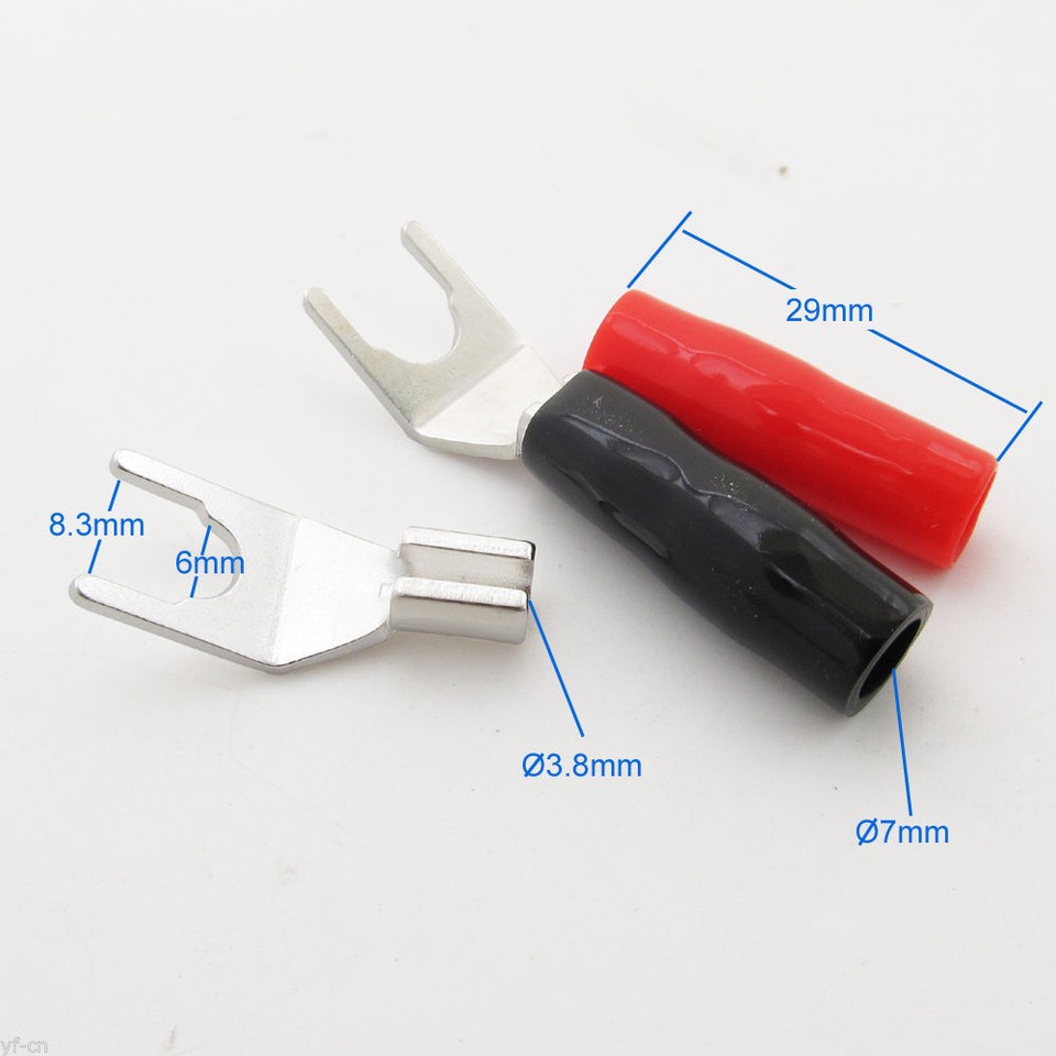 4pcs Silver Plated Speaker Terminal Spade Fork Y Banana Plug Soldering ...