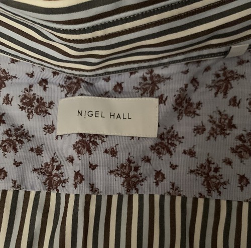 Nigel Hall Shirt XL Blue White Brown Stripe | eBay UK