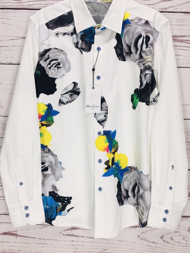 Robert Graham $348 Delmore Shirt Men's L Classic Fit Embroidered Art ...