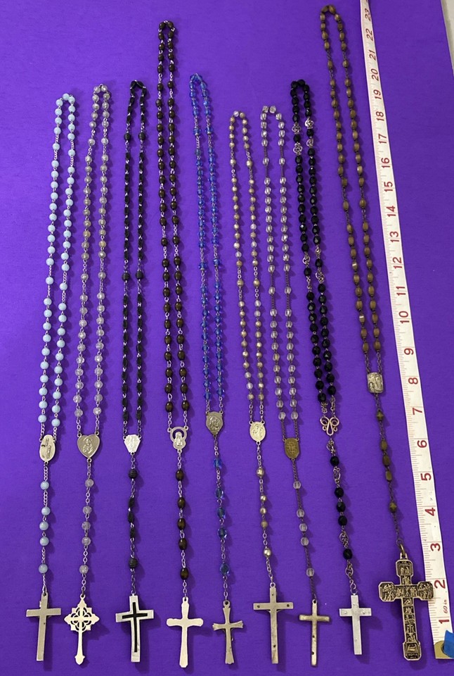VTG Lot of 9 Assorted Rosaries, Jesus, Mary, Religious, Christianity, Catholic | eBay