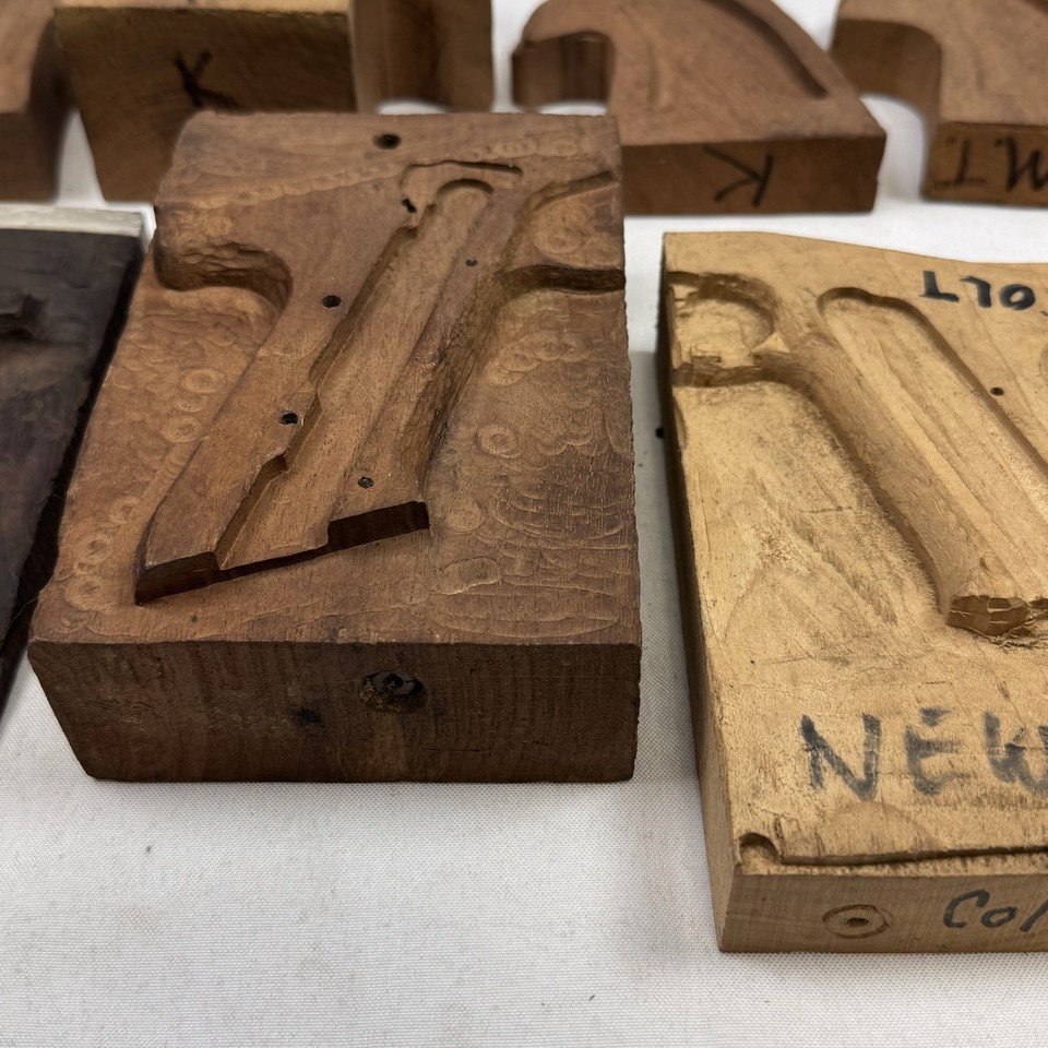 Lot of Vintage Handmade Wood Pistol Grip Making Jig Forms & Unfinished ...