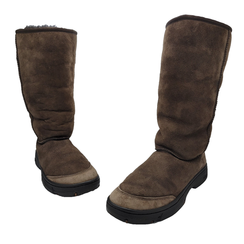 UGG Ultimate Tall Braid Womens Size 9 Brown Suede Sheepskin Boots Style ...