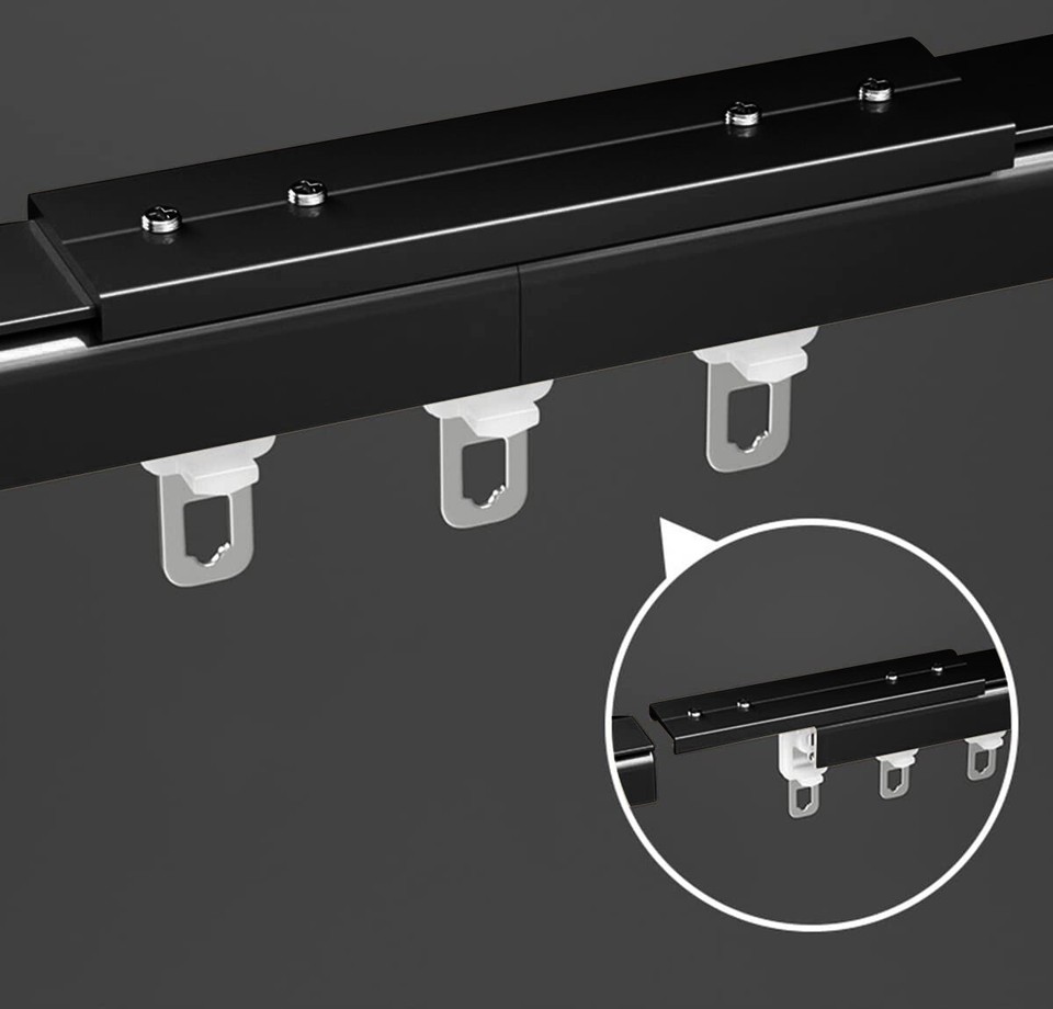 Heavy Duty Steel 2m Curtain Hanging Track System w/ Rollers & Mounting ...