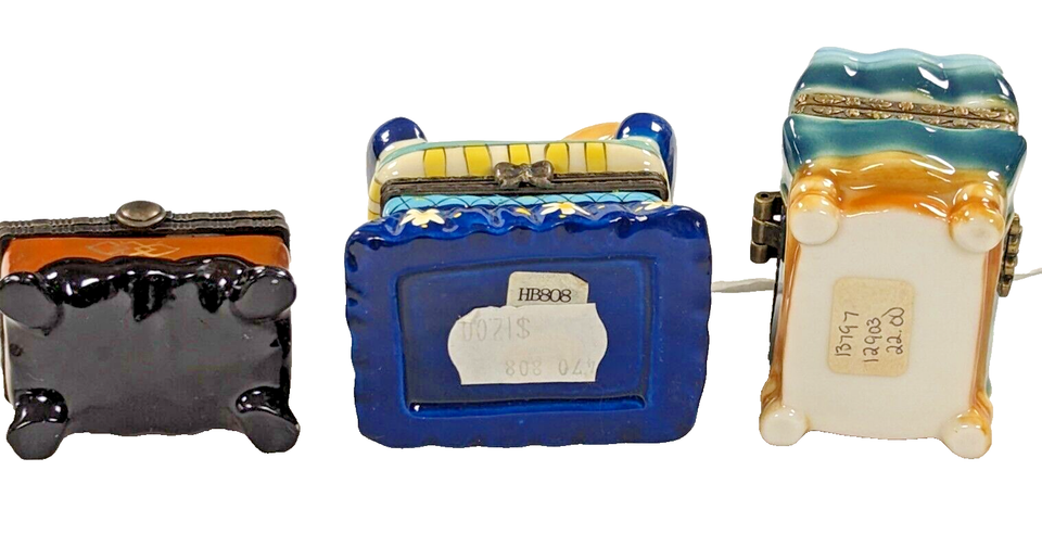 Vintage Lot/5 Jewelry/Trinket Boxes Various Sizes- 4 Porcelain 1 Metal ...