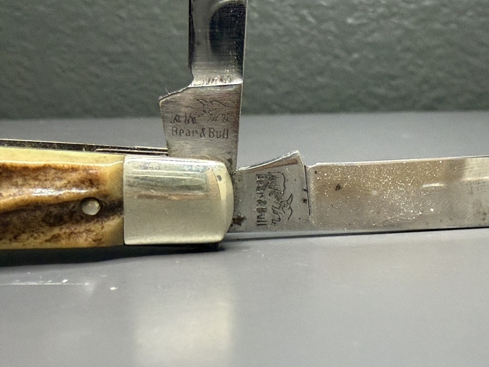 Solingen Bear & Bull Congress Knife German Brown Scale 4 Blade Folding ...