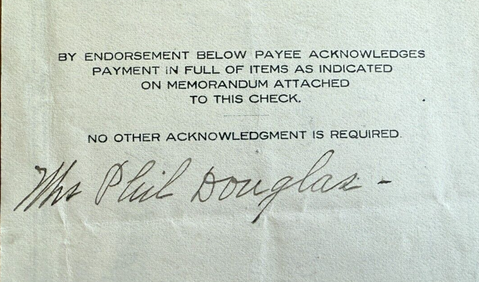 1918 Chicago Cubs, SIGNED Payroll Check: Phil Douglas - Wife Signed | eBay