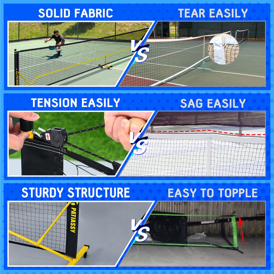 Pickleball Net Set w/Wheels & Court Marking Heavy Duty Frame 22ft ...