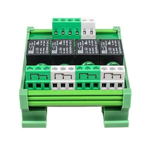 Relay Board Relay Module 4 Channel 1 SPDT DIN Rail Mount 24V DC/AC ...