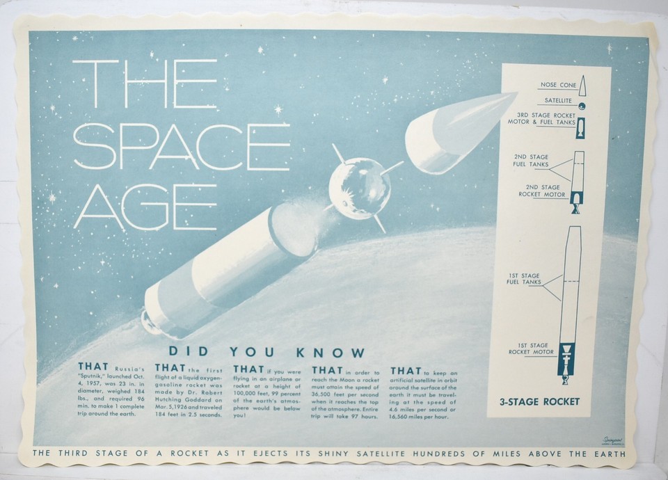 Vintage 1960s 3 Stage Space Age Rocket Satellite Restaurant Placemat | eBay