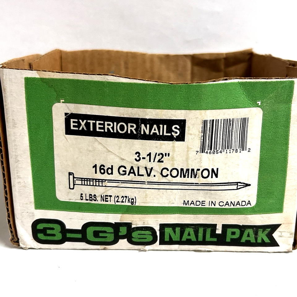 3-G's Nail Pak 16d 3 1/2" Exterior Galvanized Common Nails 155 ct Open ...