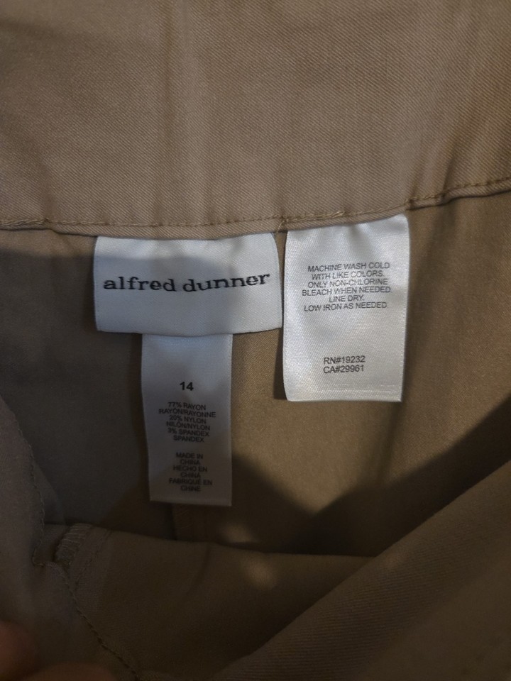 Alfred Dunner Khaki Stretch Allure Pants, Women's Size 14, Modern Fit ...