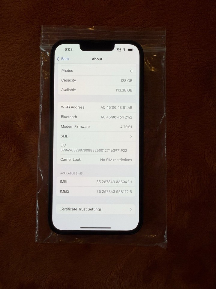 Apple iPhone 13 5G (Unlocked) iOS Smartphone Midnight 128GB Memory 6.1 ...