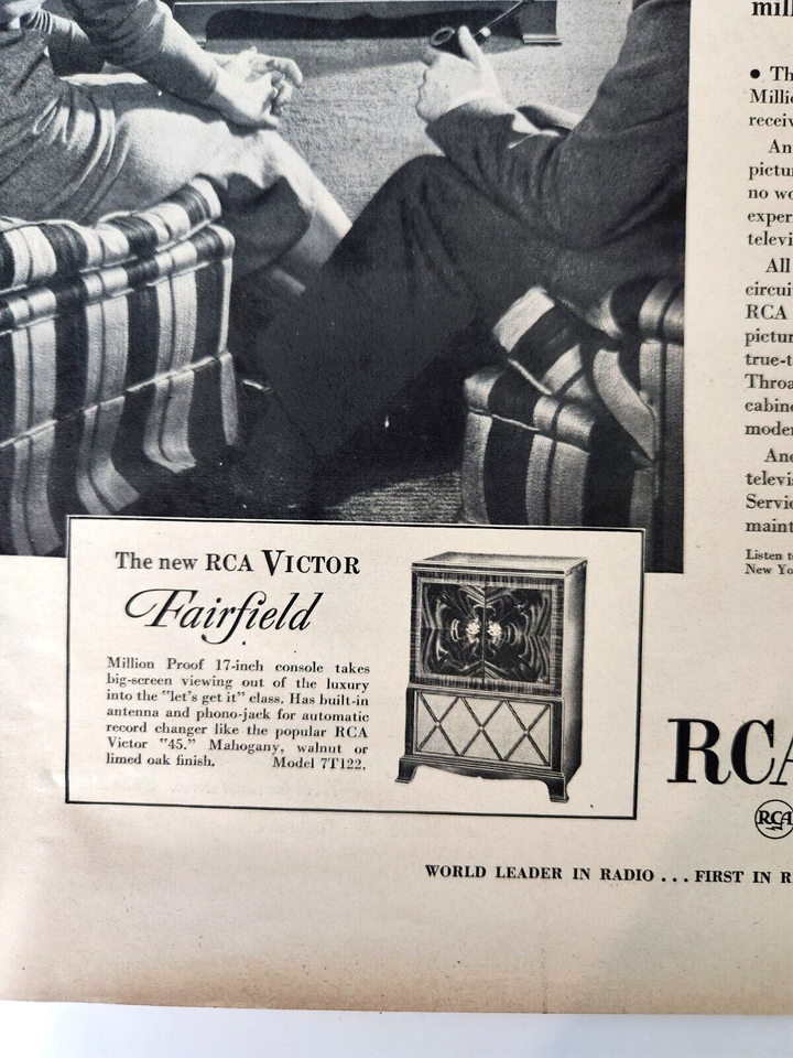 RCA Victor Fairfield Model TV Television Vintage 1951 Ad Magazine Print ...