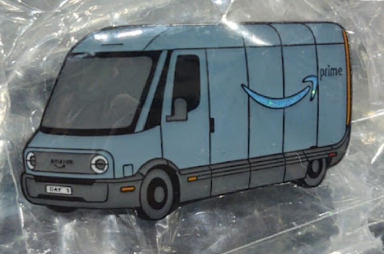 Rare 1st Day Amazon EV VAN Employee Pin - Brand New Glitter SMILE LOGO ...