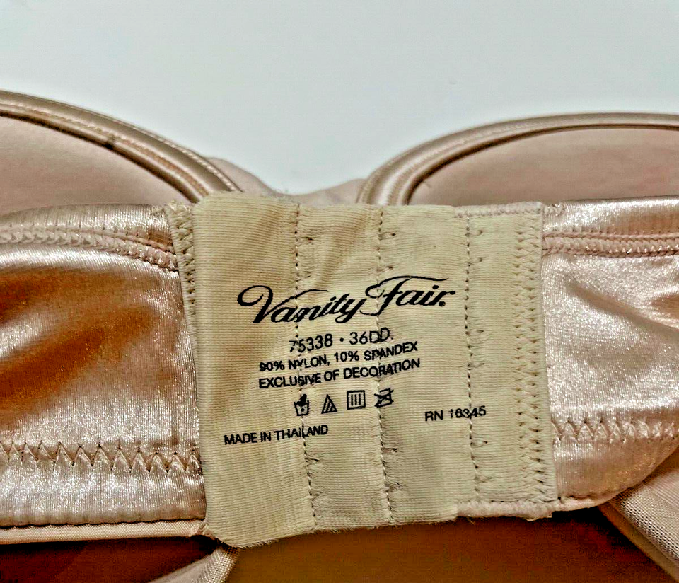 Vanity Fair Bra Size 36DD Beige Nude Underwire Support Adjustable ...