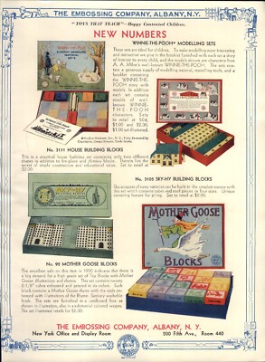 1931 PAPER AD COLOR Mother Goose Blocks Sky-Hy Building Round Cornered ...