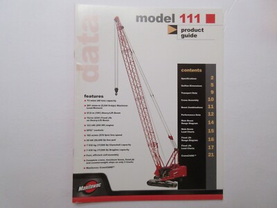 Manitowoc 111 Crawler Crane Brochure 24 page | eBay