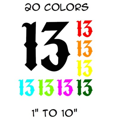 Number 13 Sticker Vinyl Decal Lucky Die Cut - Car Window Wall Decor | eBay