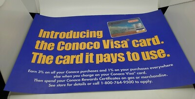 CONOCO Plastic Gas Pump Topper insert Sign 24x15 Visa Credit Card | eBay