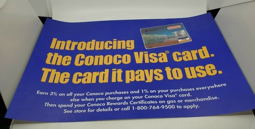 CONOCO Plastic Gas Pump Topper insert Sign 24x15 Visa Credit Card | eBay