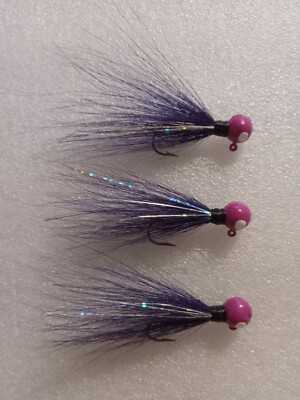 Smoo's Custom Jigs (3) 1/4 Oz. Bucktail Hair Jigs Purple. *473 | eBay