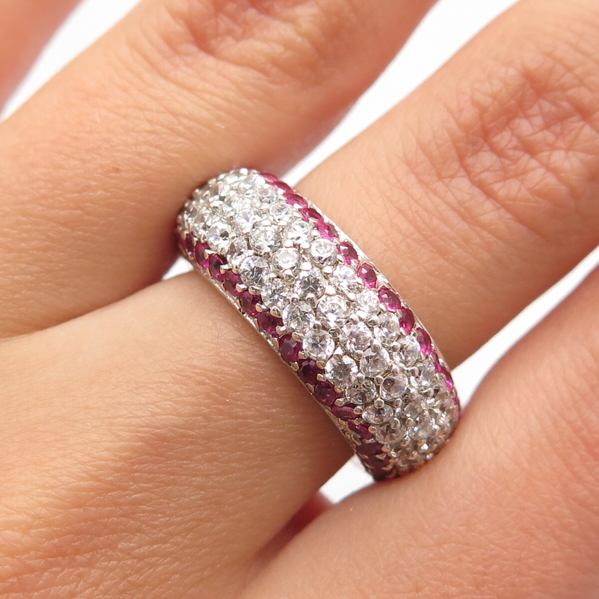 925 Sterling Silver ADI Lab-Created Sapphire & C Z Ba… - Gem