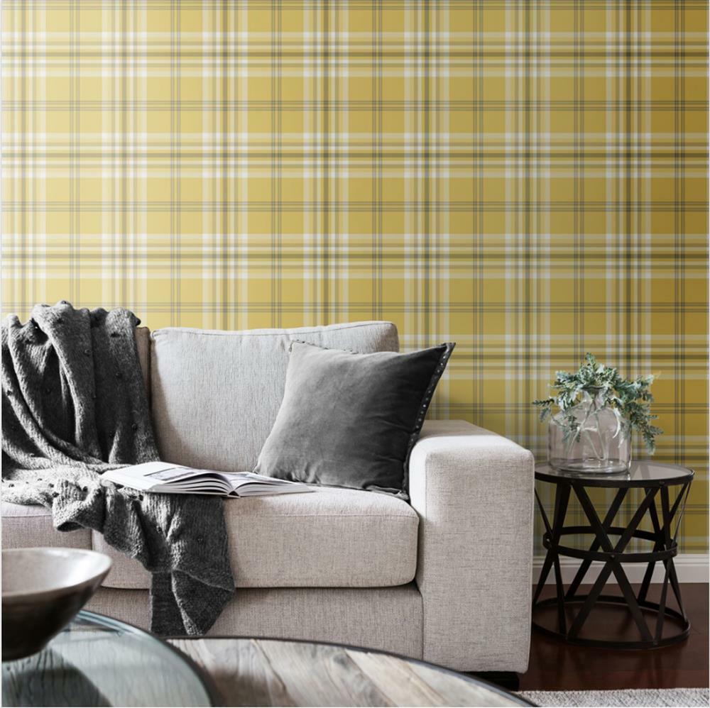 Yellow Plaid Prepasted Wallpapers Yellow Plaid Peel And Stick