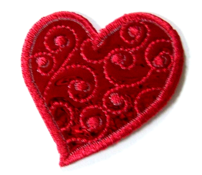 Wright's Red Shiny Embroidered Heart 2" x 2 1/4" Iron On Applique wp ...