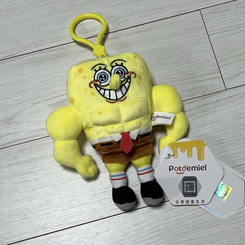 Square Sponge Bob Hellchang Muscle Muscle Muscle Man Doll keyring | eBay
