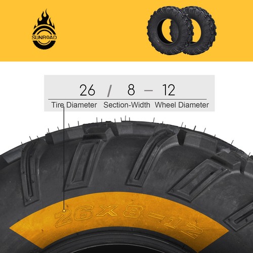 2pcs 26x8-12 ATV/UTV Tires All Terrain AT 6 Ply Tubeless 26x8x12 | 2pcs ...