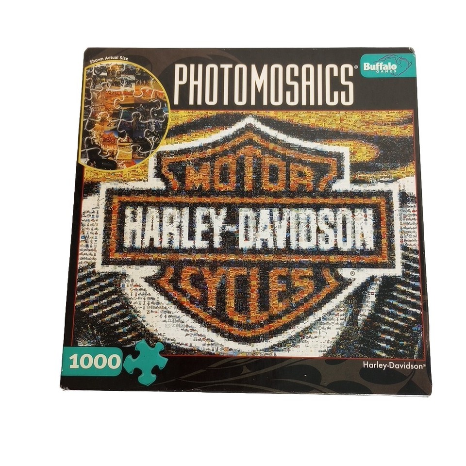 Harley Davidson Puzzle Photomosaics 1000 Pieces Buffalo Games W/ Poster ...