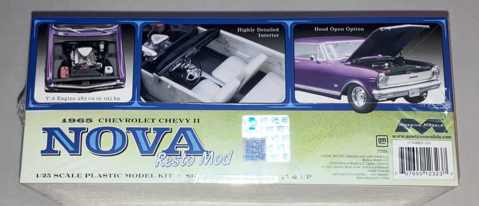 Moebius 1965 Chevrolet Chevy II Nova Resto Mod 1:25 scale model car kit ...