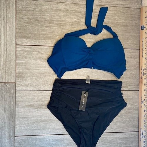 Tempt Me Swimsuit High-Cut Legs Two Piece Halter Bikini Bathing Suit ...