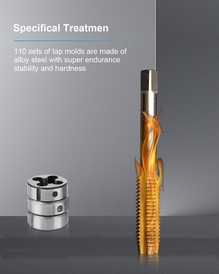 110 PCS Metric Tap and Die Set, M2-M18 Rethreading Kit for Making Screw ...