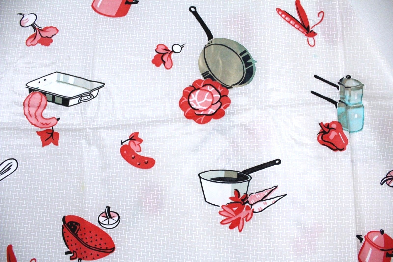 VTG 1950s Vinyl Plastic Tablecloth Picnic Cookout BBQ Theme Unused ...