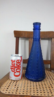 FROSTED MID CENTURY ORNATE COBALT BOTTLE MOREY DEEP BLUE FROM SPAIN | eBay