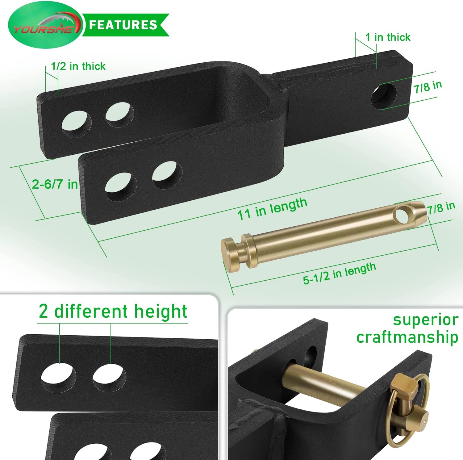 3 Point Versatile Quick Hitch Adapter Bracket Fit for Category 1 Quick ...