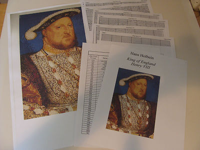 King Henry VIII of England Cross Stitch Needlework Pattern Chart | eBay